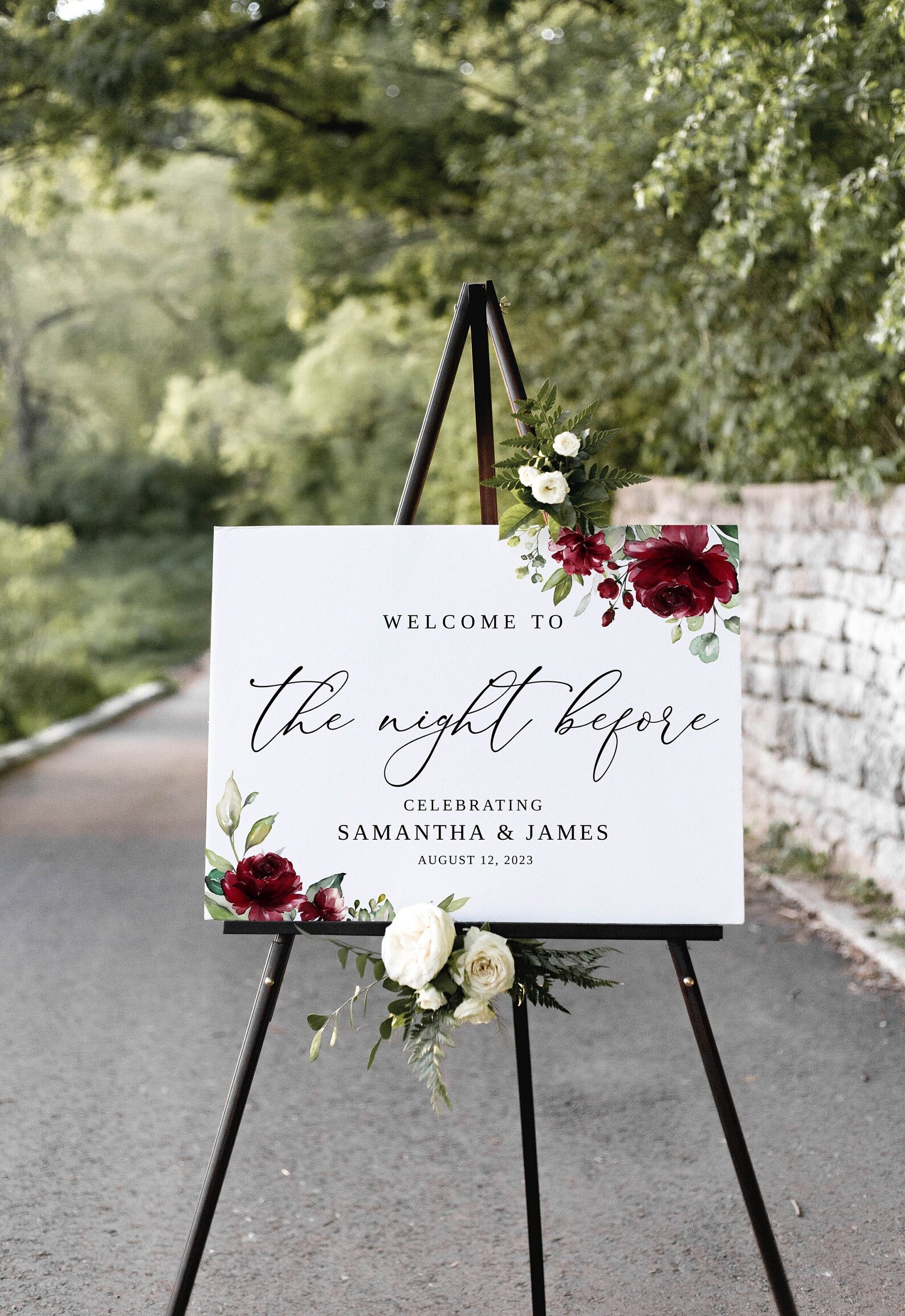 The Night Before Welcome Sign Burgundy Rehearsal Welcome - Etsy