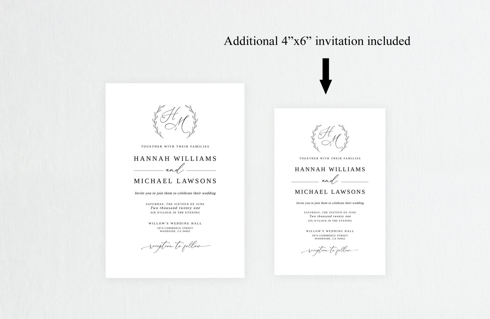 Monogram Wedding Invitation Modern Wedding Invitation - Etsy