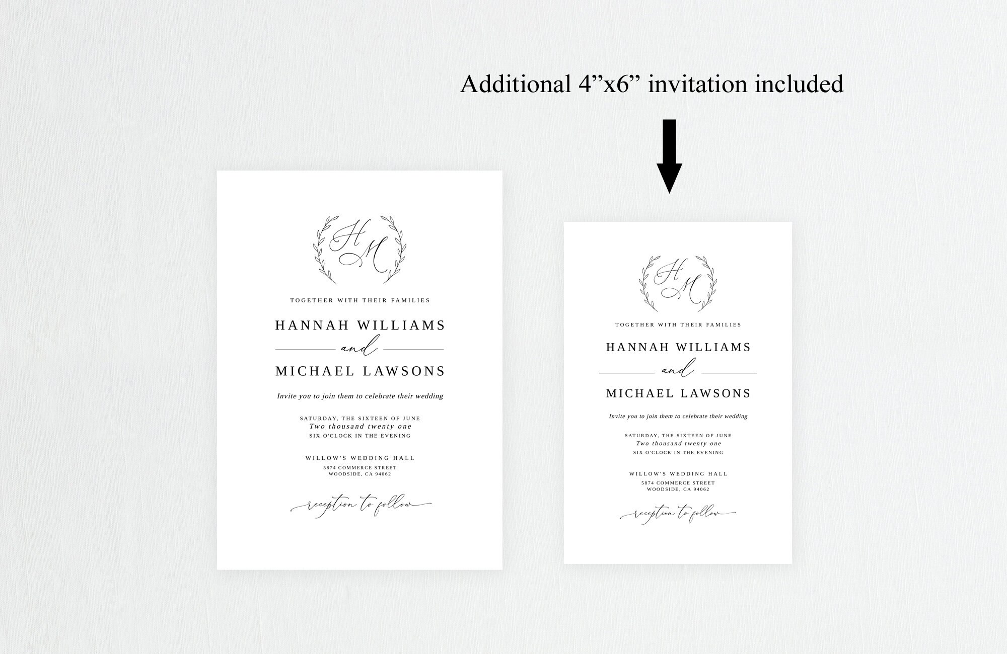 Monogram Wedding Invitation Modern Wedding Invitation - Etsy