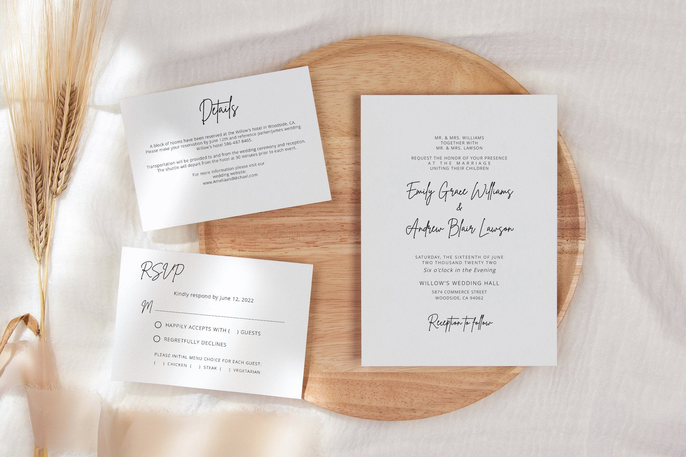 Script Wedding Invitation Modern Wedding Invitation Template - Etsy