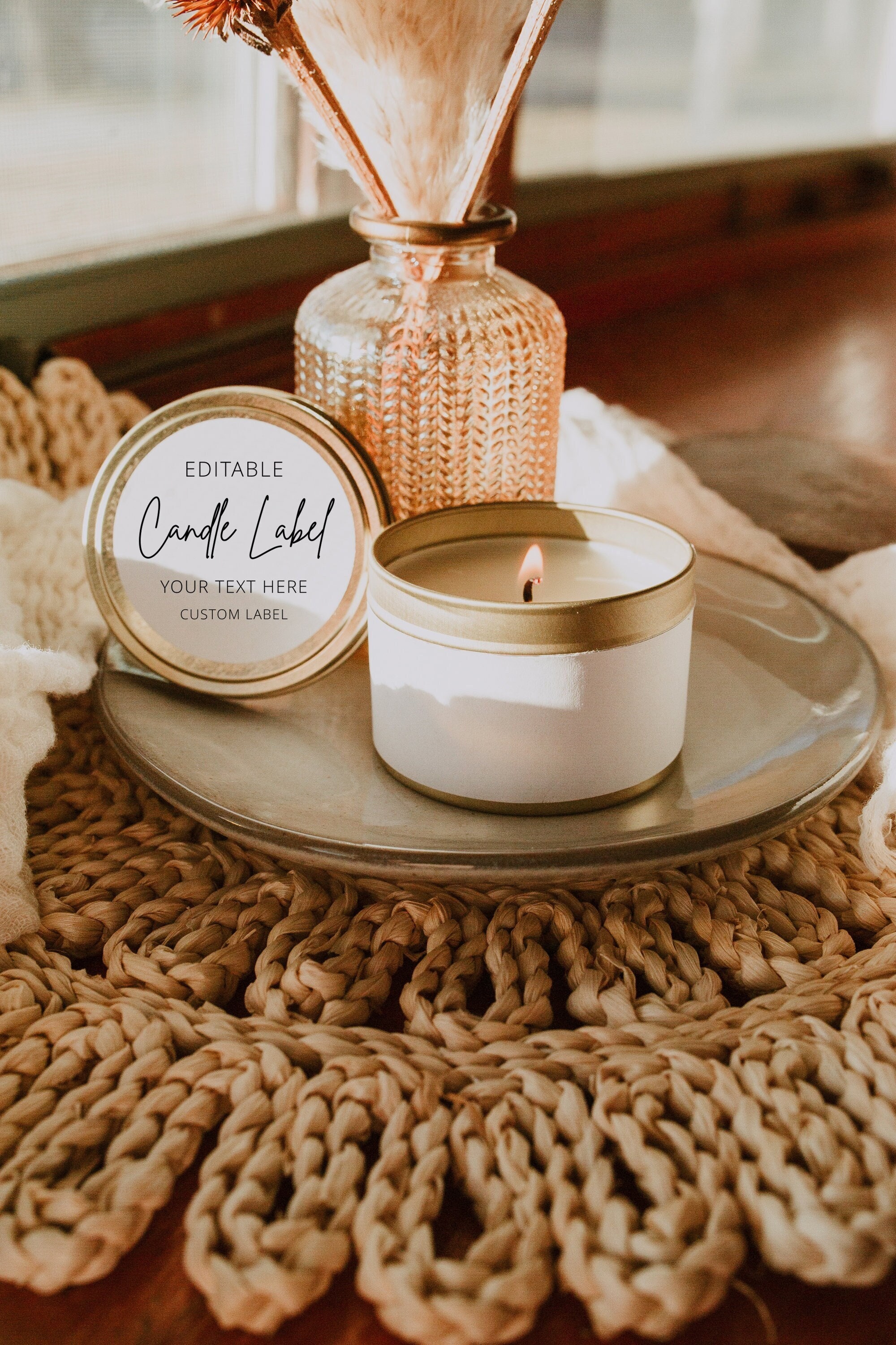 Editable Candle Label Template, Round Candle Labels, Tin Candle Label ...