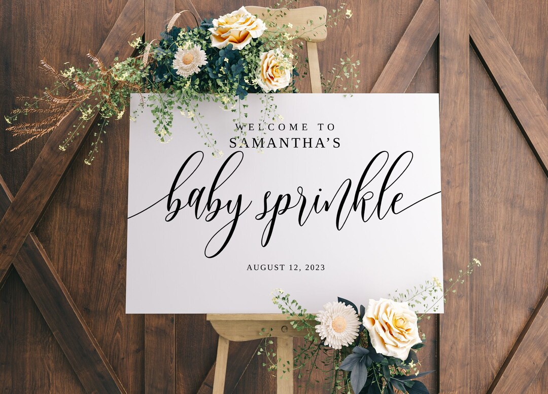 Baby Sprinkle Welcome Sign, Baby Shower Welcome Sign, Script Baby ...