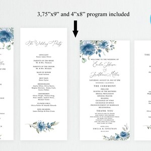 Dusty Blue Wedding Program Template, Dusty Blue Program, Floral Wedding ...