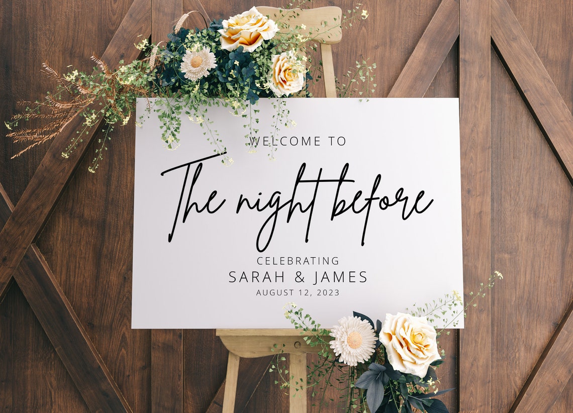 The Night Before Welcome Sign Modern Rehearsal Dinner Sign | Etsy