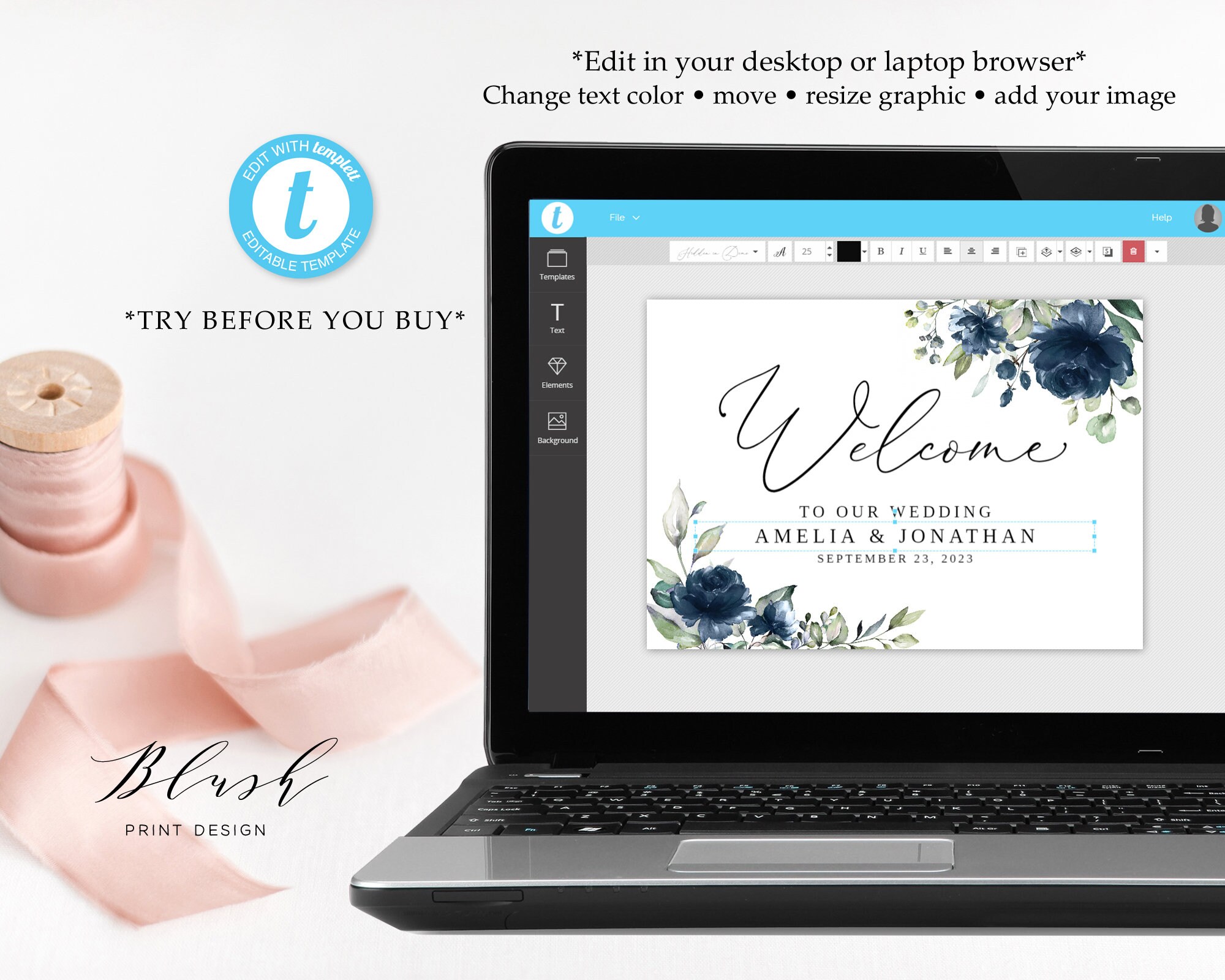 Dark Blue Wedding Welcome Sign Navy Wedding Welcome Sign - Etsy