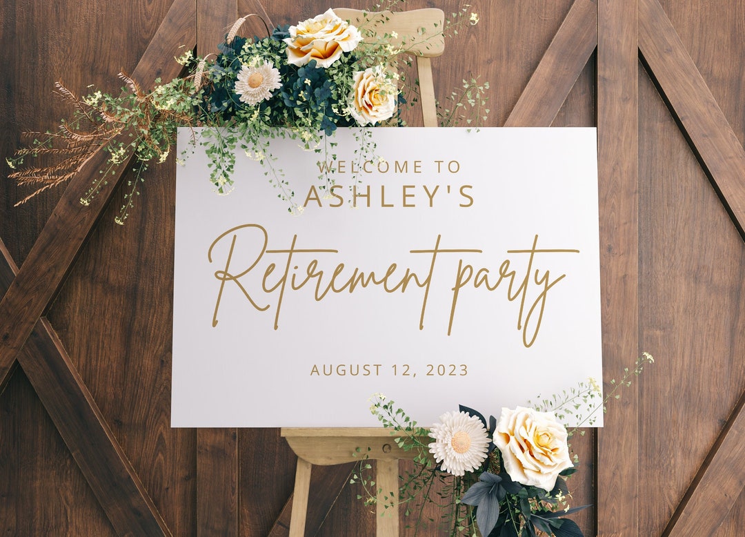 Gold Retirement Party Welcome Sign, Retirement Welcome Sign Template ...