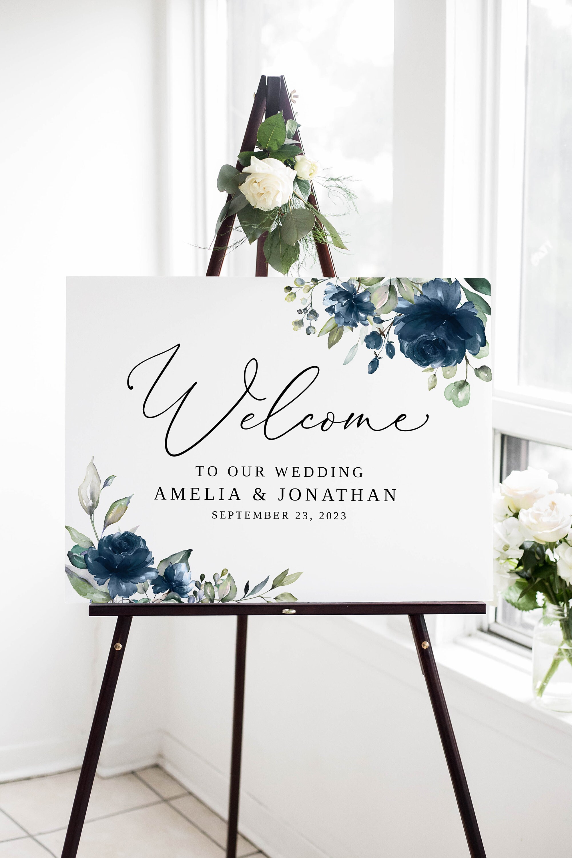 Dark Blue Wedding Welcome Sign Navy Wedding Welcome Sign - Etsy
