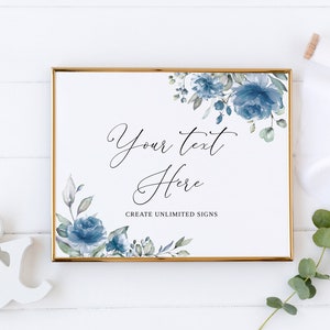 Dusty Blue Wedding Sign, Edit Yourself, Custom Wedding Sign Template ...