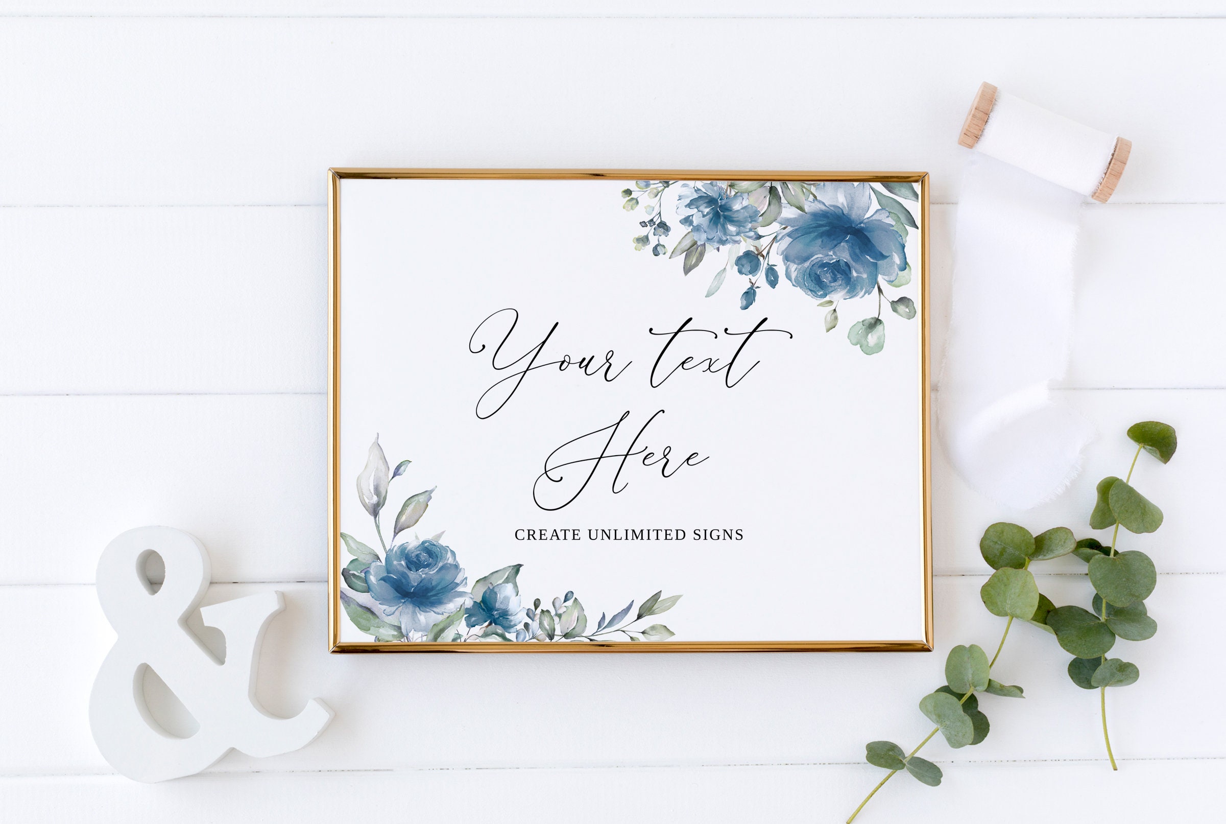 Dusty Blue Wedding Sign Edit Yourself Custom Wedding Sign - Etsy