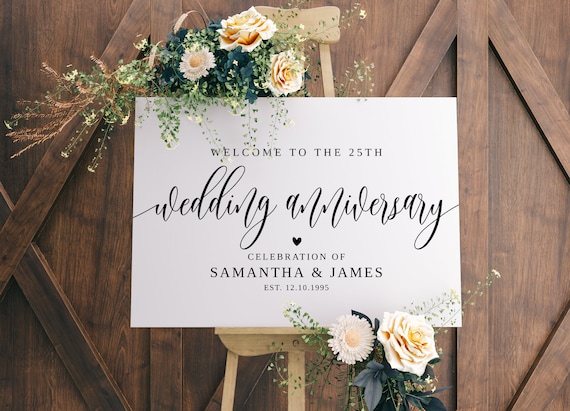 Anniversary Welcome Sign Wedding Anniversary Sign Happy - Etsy