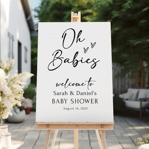 Twins Baby Shower Welcome Sign Oh Babies Welcome Sign Minimalist Baby ...