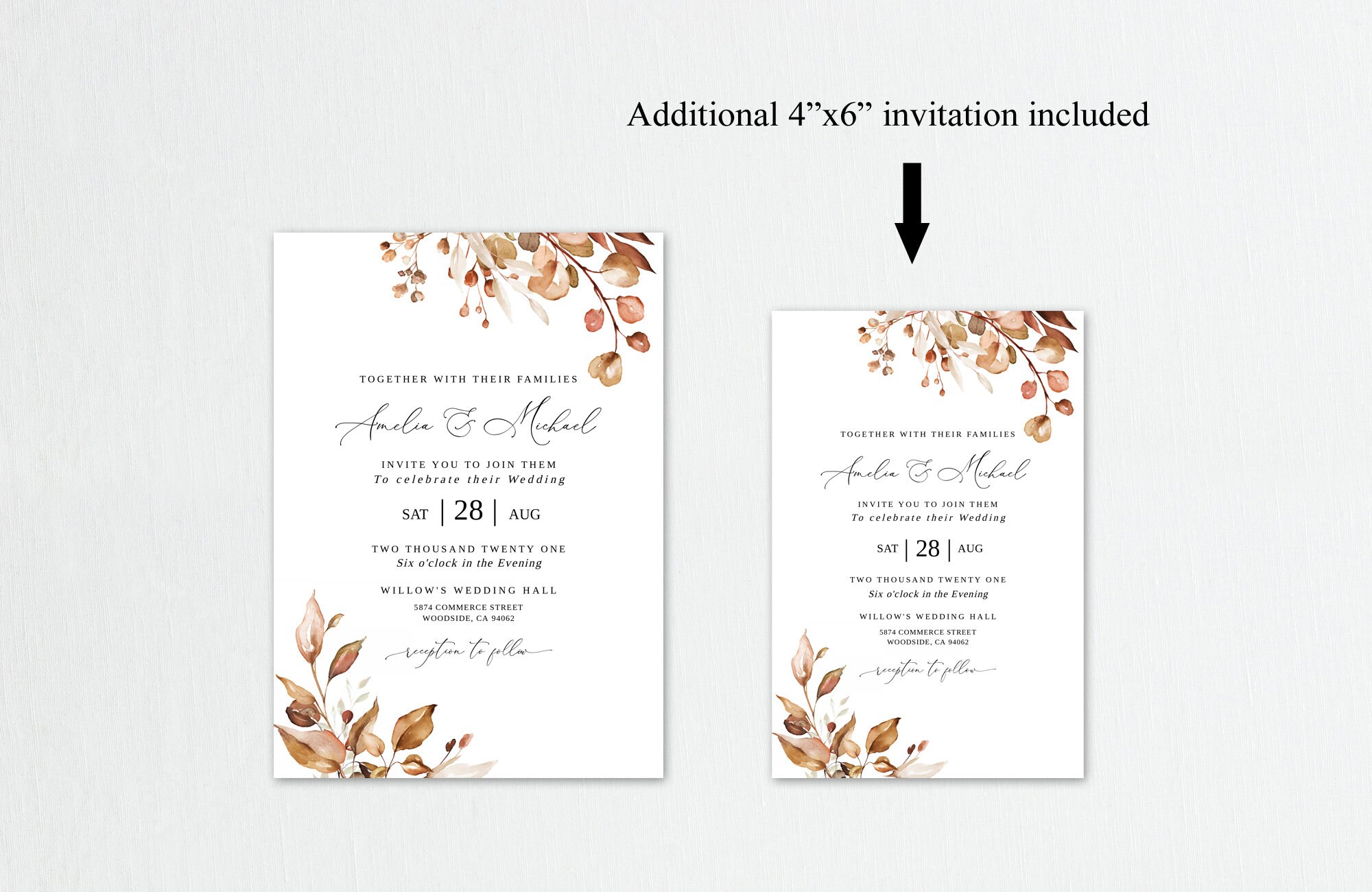 Fall Wedding Invitation Template Autumn Wedding Invitation - Etsy