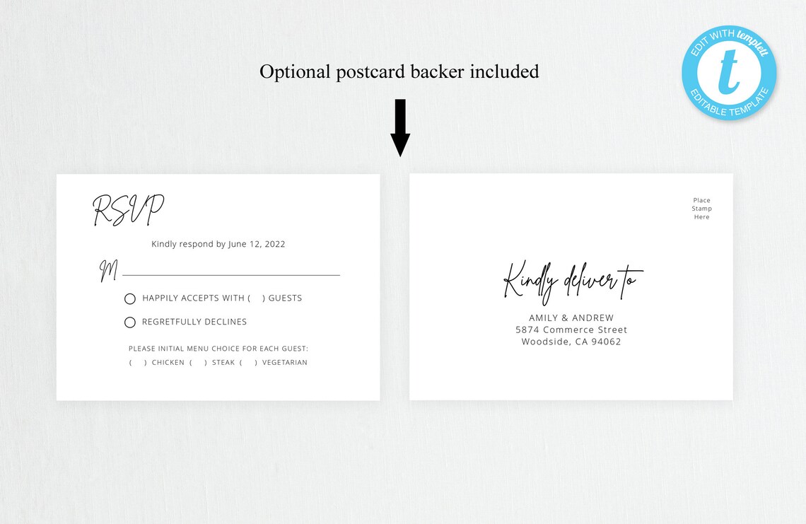 Modern Wedding Invitation Template Script Wedding Invitation - Etsy