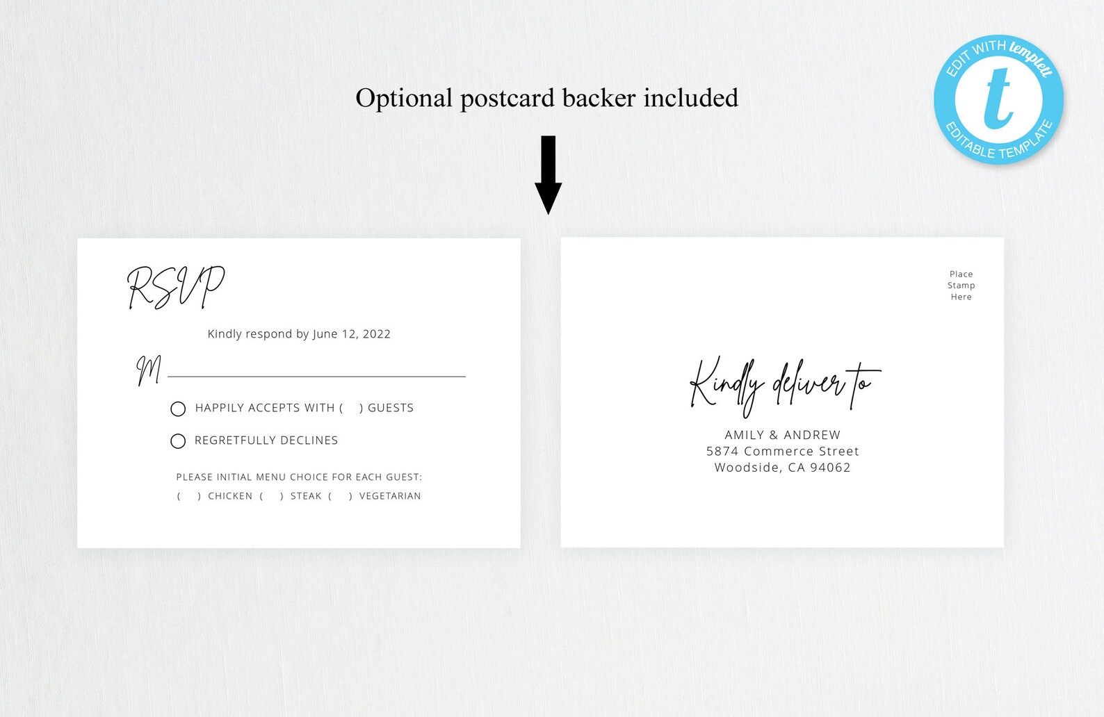 Modern Wedding Invitation Template Script Wedding Invitation - Etsy