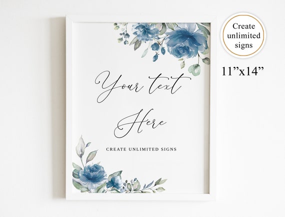 Dusty Blue Wedding Editable Sign Custom Sign Template Edit - Etsy