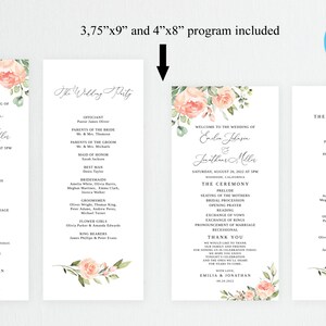 Peach Wedding Program Template Floral Wedding Program Floral - Etsy