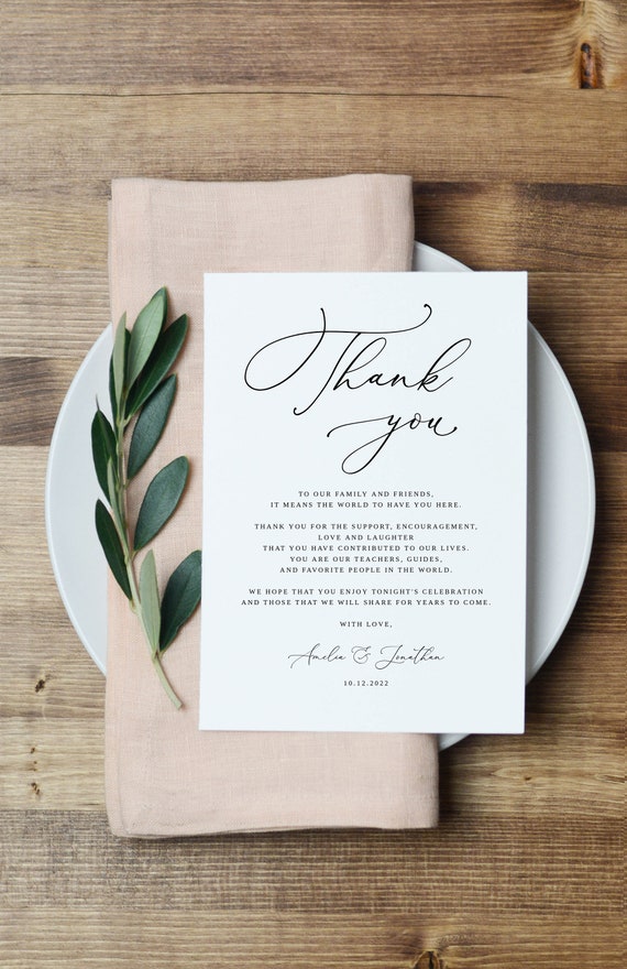 Modern Wedding Thank You Card Template Elegant Wedding Thank | Etsy