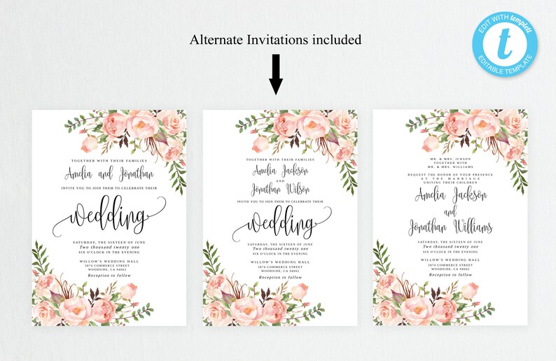 Blush Pink Wedding Invitation Suite Blush Wedding Invitation - Etsy