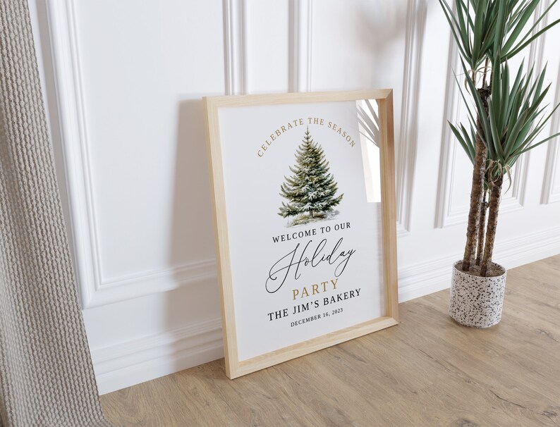 Holiday Work Party Welcome Sign, Editable Christmas Work Party Welcome ...