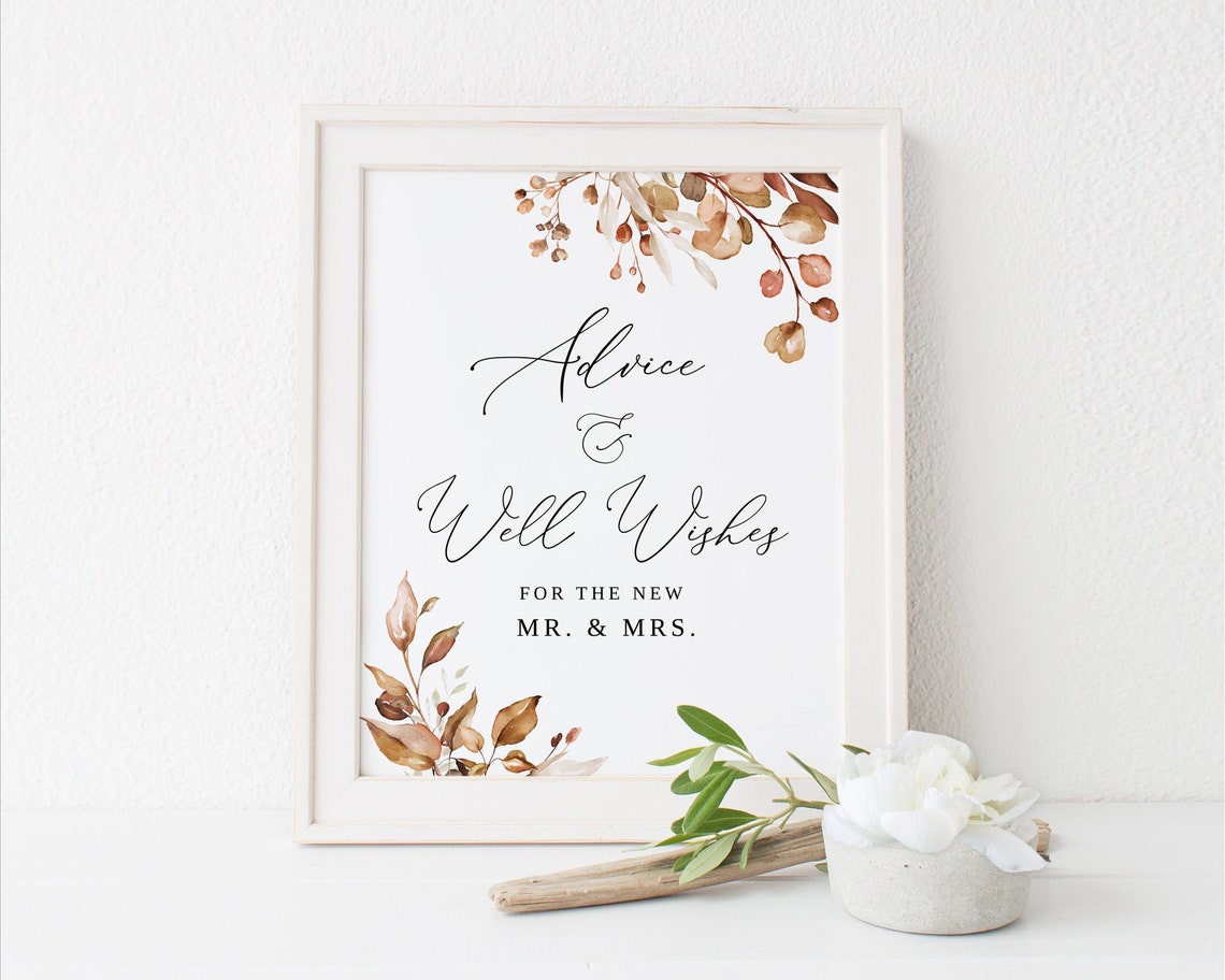 Advice and Well Wishes for the New Mr and Mrs Sign, Fall Wedding Advice ...