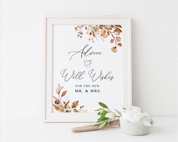 Advice and Well Wishes for the New Mr and Mrs Sign Fall | Etsy