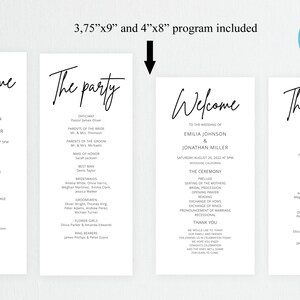 Modern Wedding Program Template, Script Wedding Program, Program ...