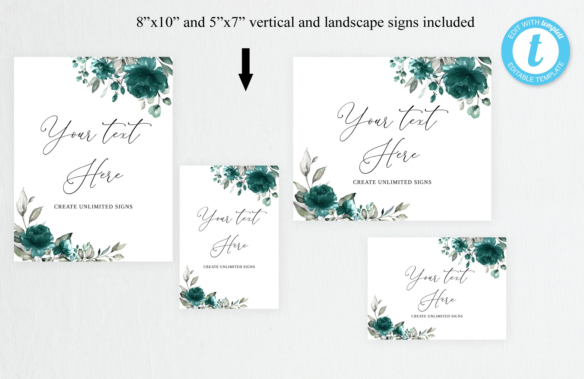 Teal Wedding Sign Edit Yourself Custom Wedding Sign | Etsy