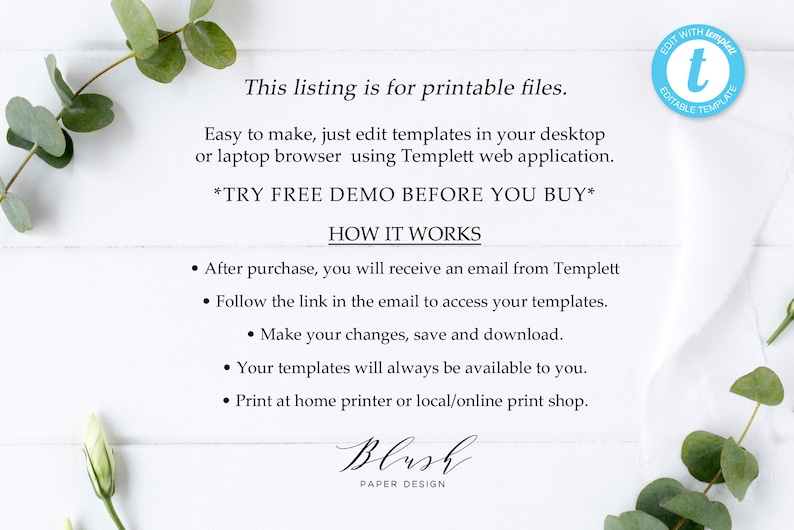 Navy Pink Wedding Program Template Floral Wedding Program | Etsy