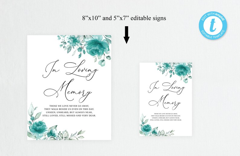 Teal Wedding in Loving Memory Sign Memorial Wedding Sign - Etsy