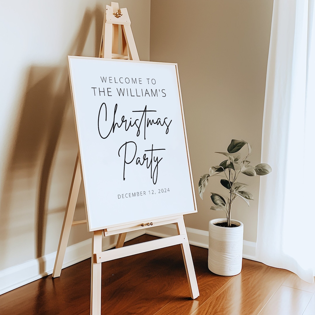 Christmas Party Welcome Sign, Holiday Party Welcome Sign Template ...