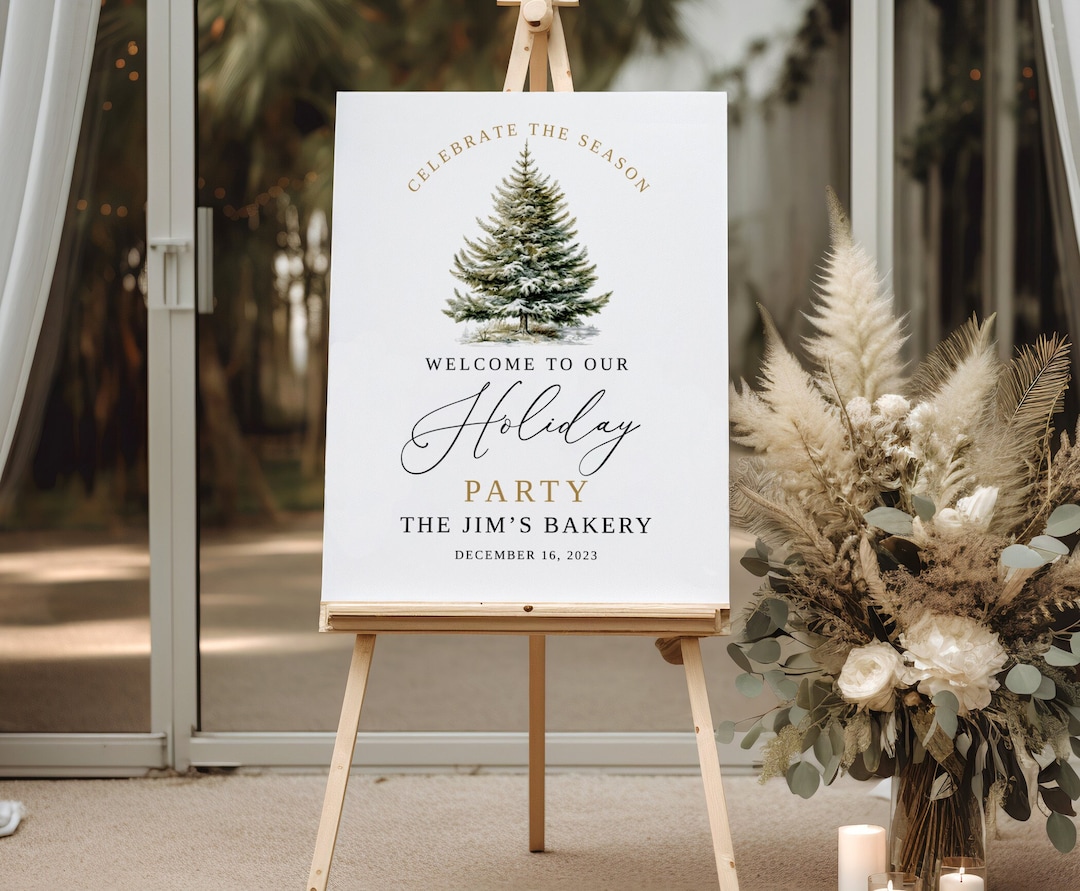 Holiday Work Party Welcome Sign, Editable Christmas Work Party Welcome ...