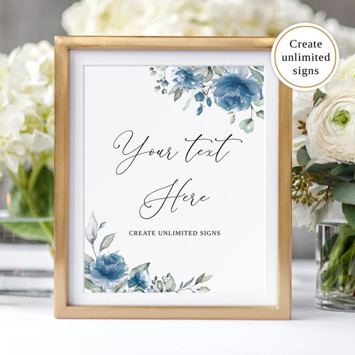 Dusty Blue Wedding Sign Edit Yourself Custom Wedding Sign - Etsy