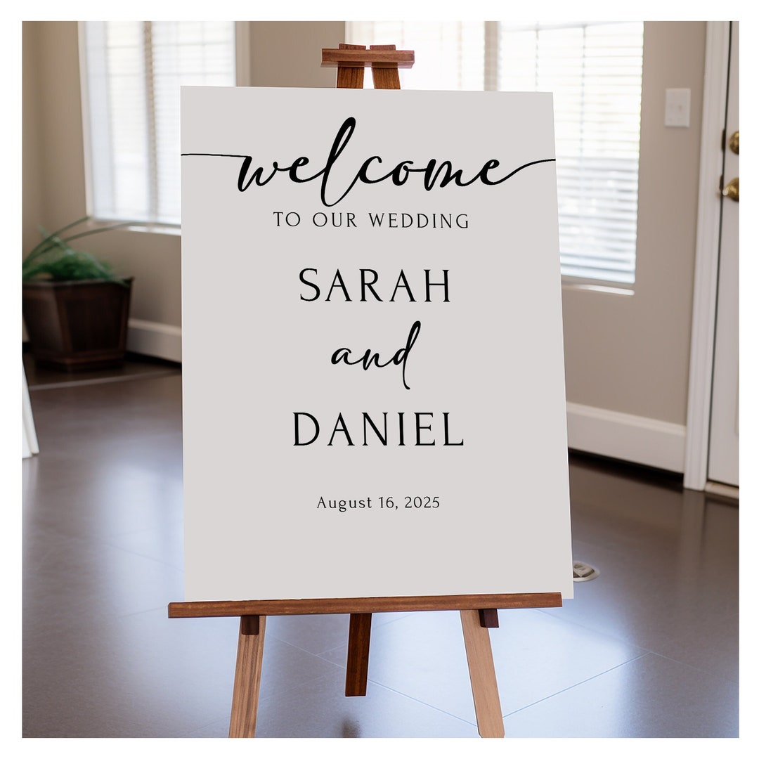 Minimalist Wedding Welcome Sign, Script Wedding Sign, Modern Wedding ...