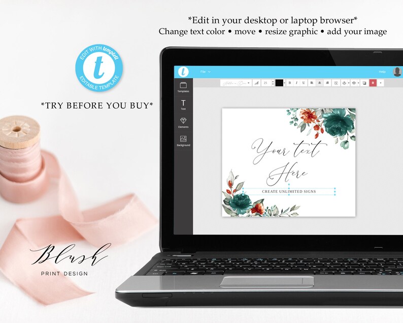 Teal Orange Wedding Sign, Edit Yourself, Custom Wedding Sign Template ...