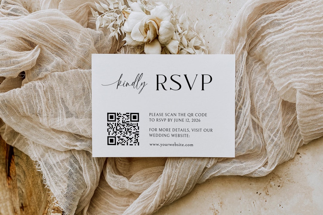 Qr Code RSVP, Qr Code Wedding Template, Minimalist RSVP With QR Code ...
