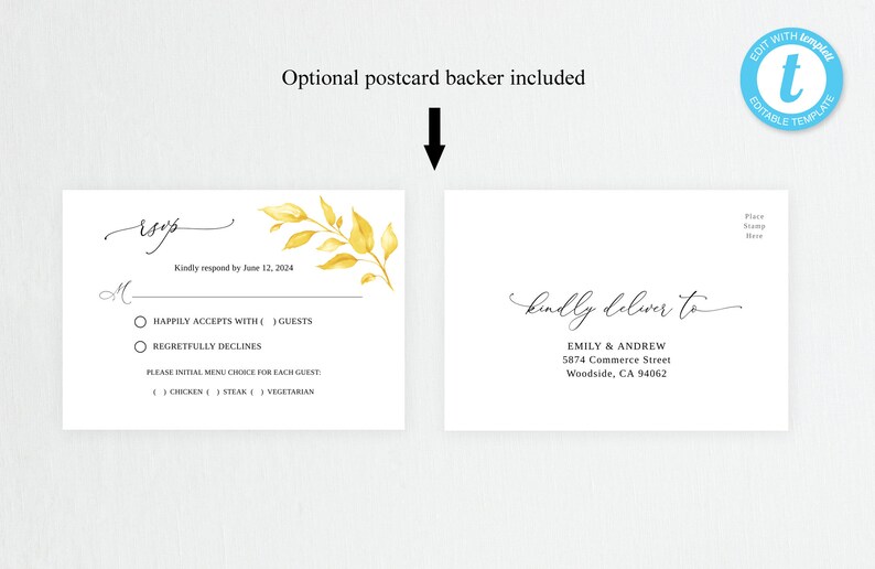 Yellow Wedding Invitation Template Yellow Invitation - Etsy