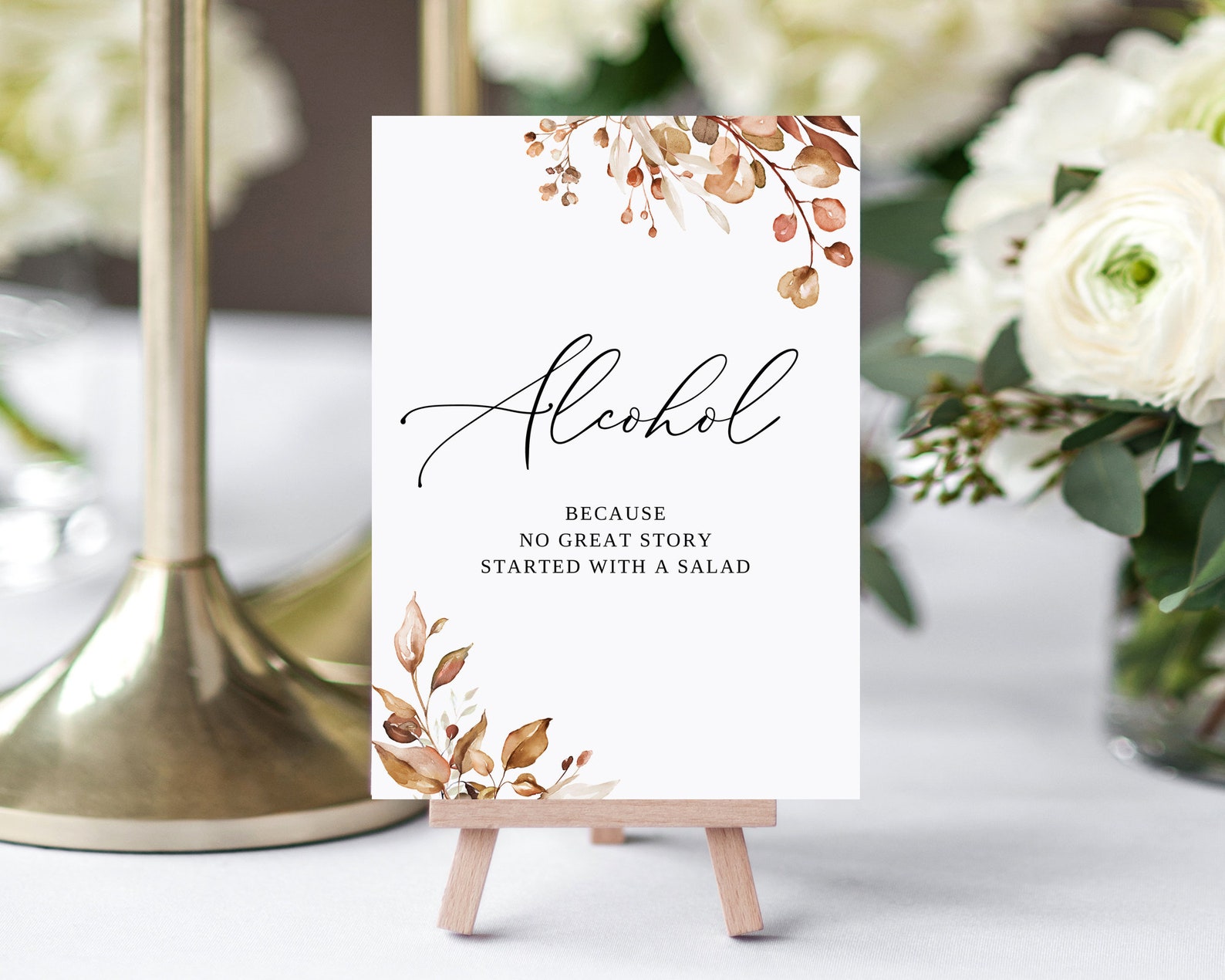 Alcohol Sign, Fall Wedding Alcohol Sign, Because No Great Story Started ...