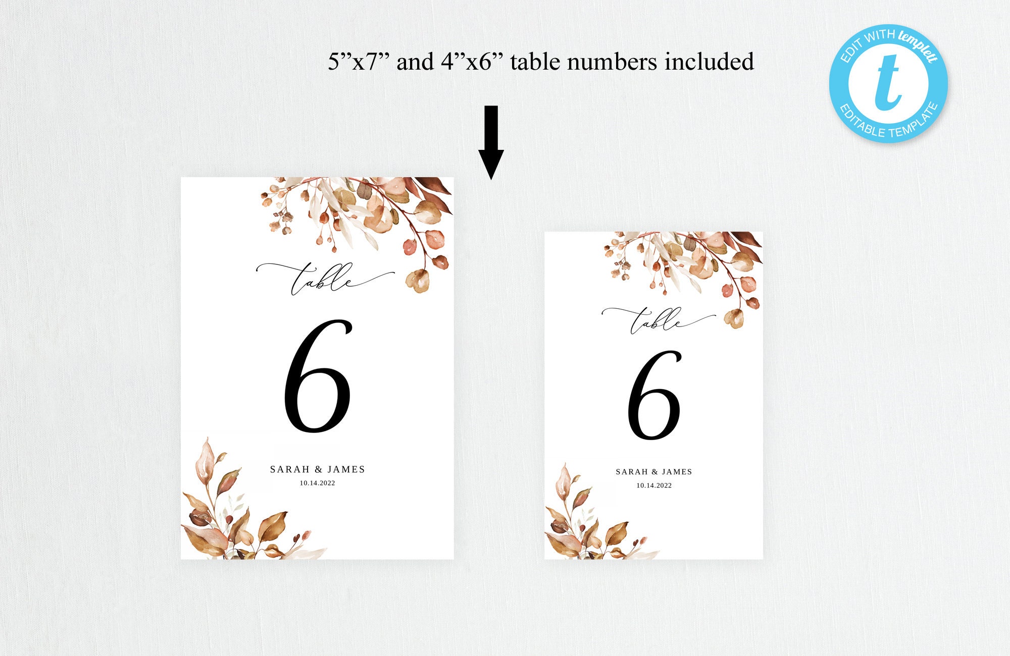 Fall Wedding Table Numbers Table Number Template Seating | Etsy