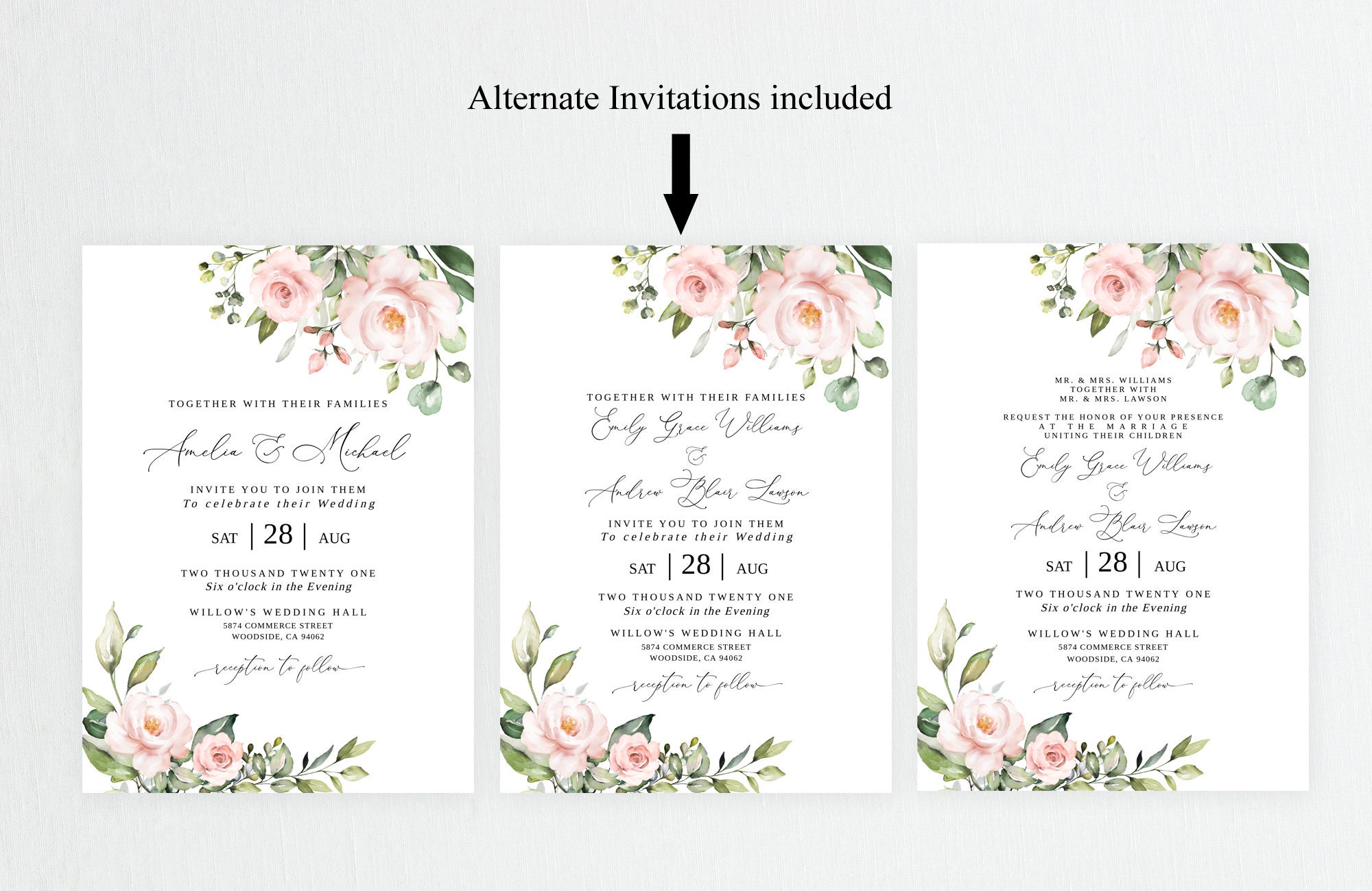 Blush Pink Wedding Invitation Suite Blush Wedding Invitation - Etsy