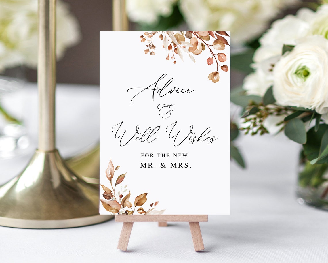 Advice and Well Wishes for the New Mr and Mrs Sign, Fall Wedding Advice ...