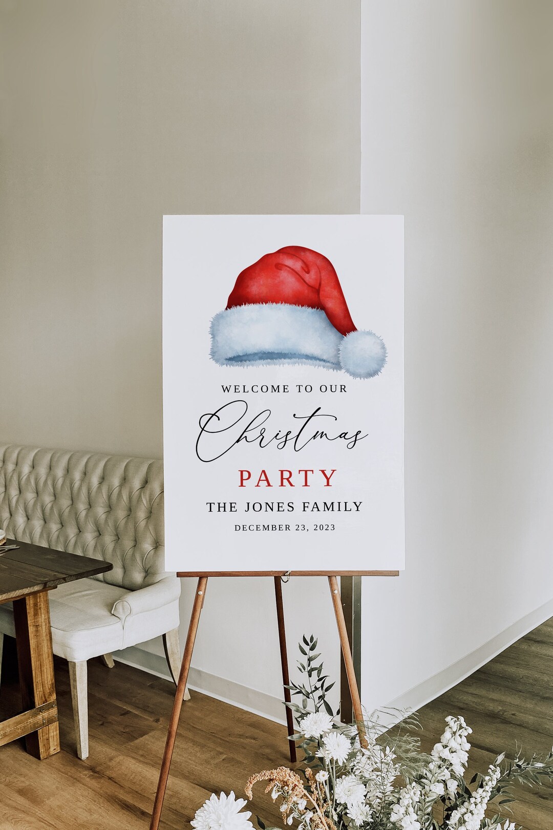 Christmas Party Welcome Sign, Holiday Welcome Sign, Editable Christmas ...