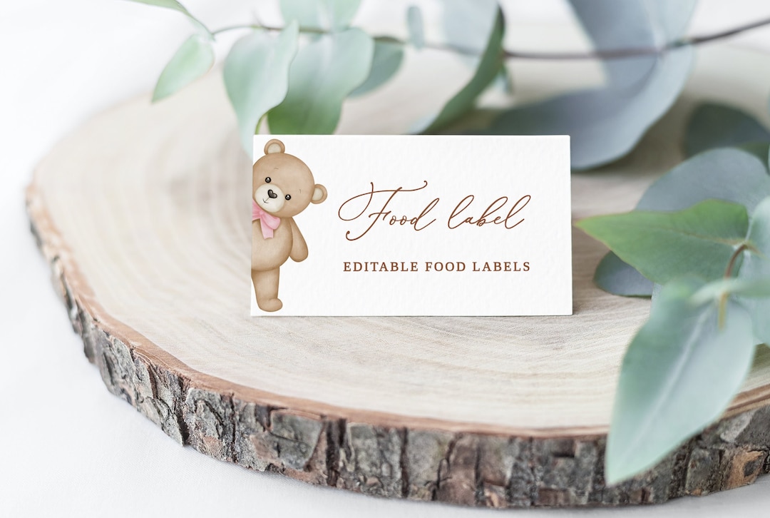 Teddy Bear Baby Shower Food Labels Template, Baby Shower Food Tags ...
