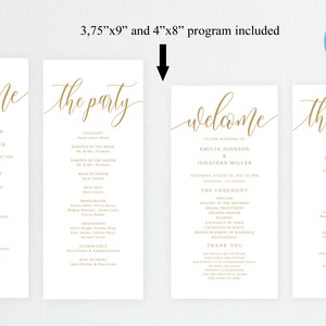 Gold Wedding Program Template, Elegant Wedding Program, Script Wedding ...