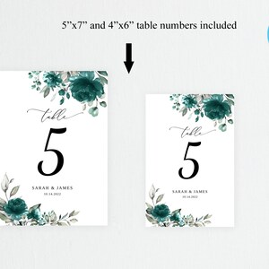 Teal Wedding Table Numbers Teal and Gray Table Number - Etsy