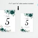 Teal Wedding Table Numbers Teal and Gray Table Number - Etsy