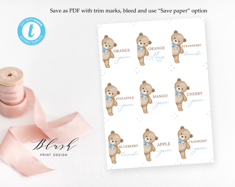 Teddy Bear Momosa Bar Sign and Juice Tags, Baby Shower Momosa Bar Tags ...