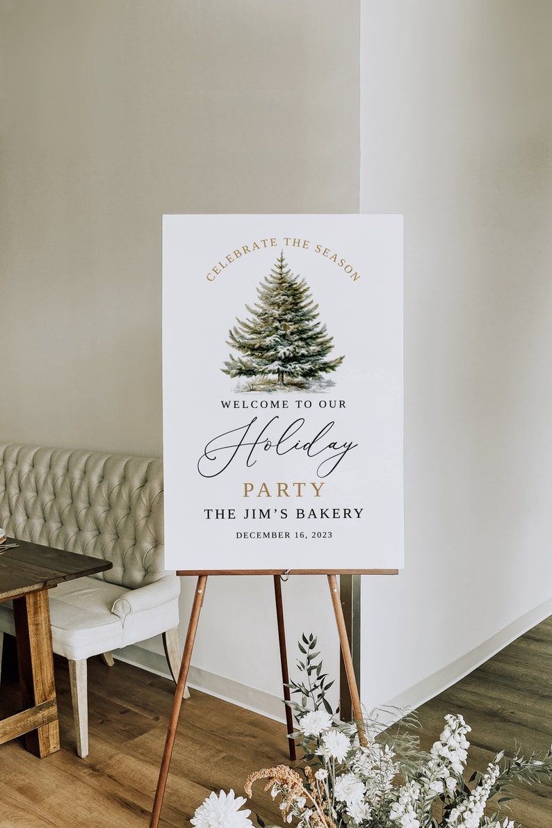 Holiday Work Party Welcome Sign, Editable Christmas Work Party Welcome ...