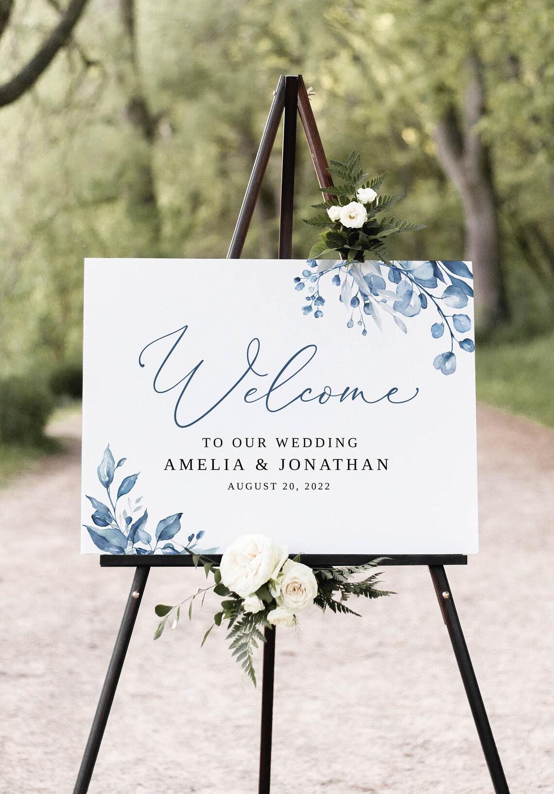 Dusty Blue Wedding Welcome Sign Floral Welcome Sign - Etsy UK