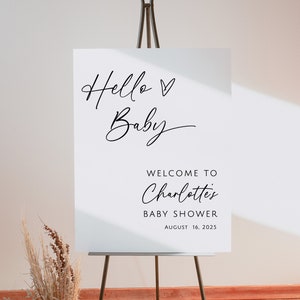 Modern Baby Shower Welcome Sign, Hello Baby Minimalist Baby Shower ...