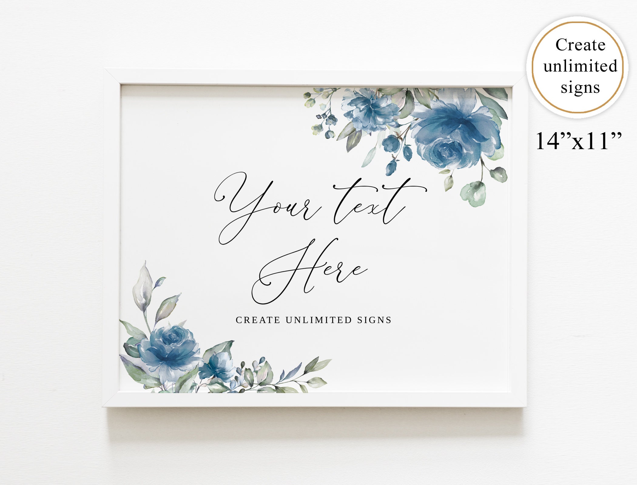 Dusty Blue Wedding Editable Sign Custom Sign Template Edit - Etsy